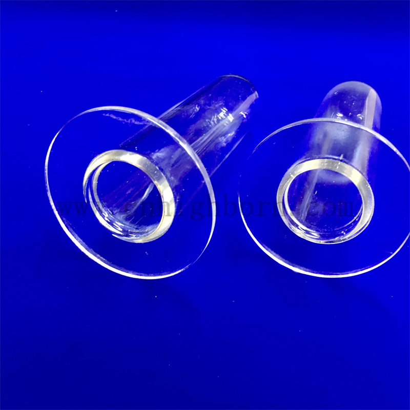 Customized Transparent Quartz Flange Tube Round Bottom Clear Silica ...