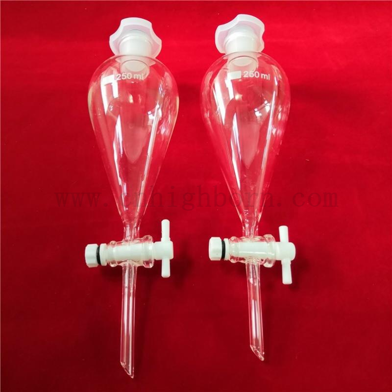 Pear Shaped Clear Borosilicate Glass Lab Separatory Funnel with Stopper ...
