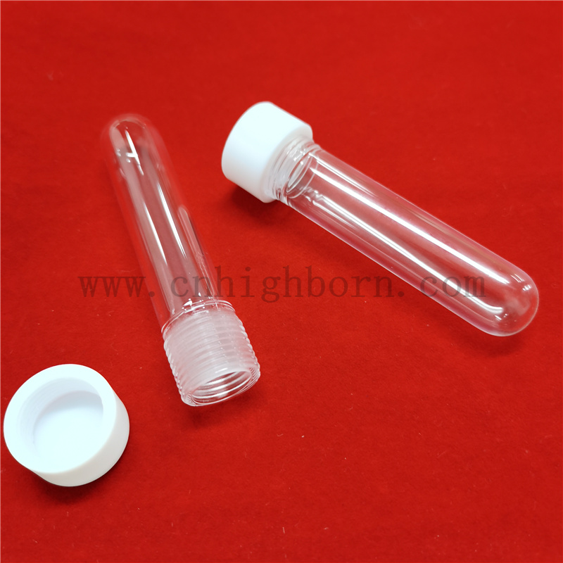 Transparent Fused Silica Quartz Glass Test Tube with Screwed Ends - Buy ...