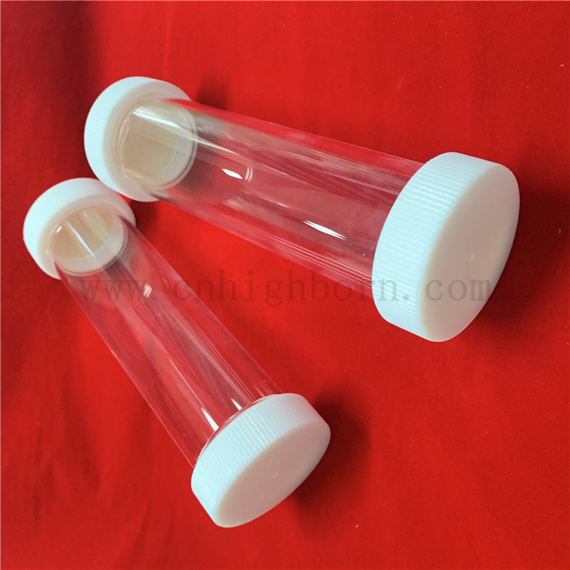 Transparent Fused Silica Quartz Glass Test Tube with Screwed Ends - Buy ...